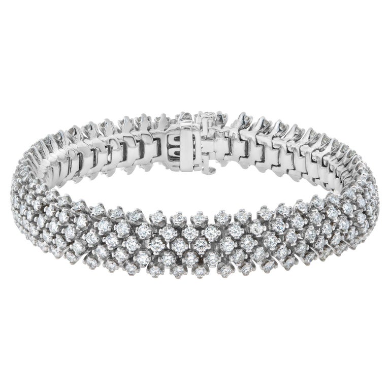 Stunning 5 rows diamond line bracelet in 18k white gold. Over 9 carats ...