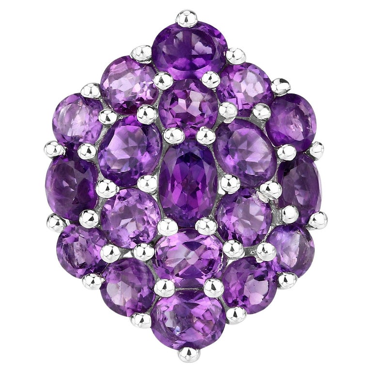 Stunning 5.50 Carats Natural Amethyst Cocktail Ring Sterling Silver For ...