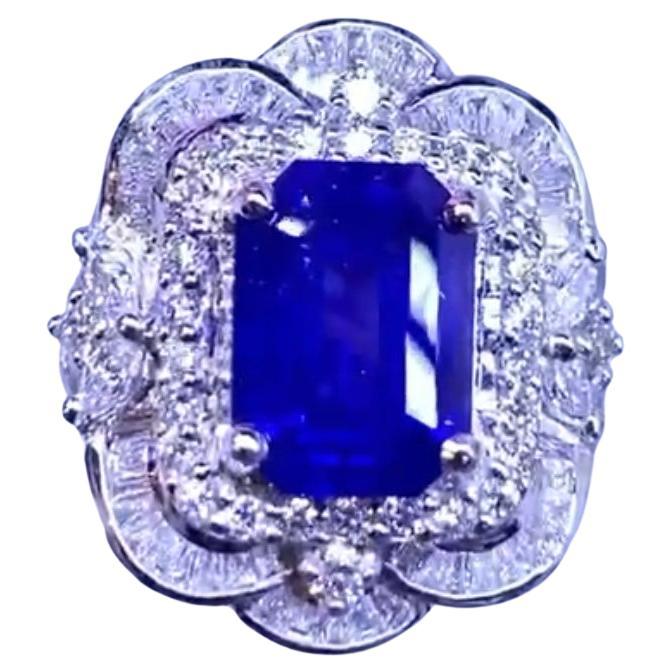Stunning 7.21 of Royal Blue Ceylon Sapphire and Diamonds on Ring For ...