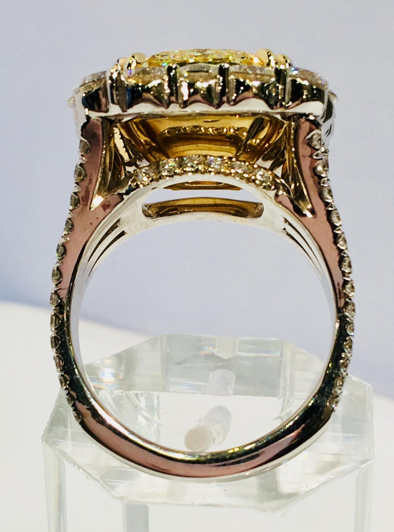 Stunning 8.48 Carat Certified Natural Fancy Yellow Square Cut Diamond ...