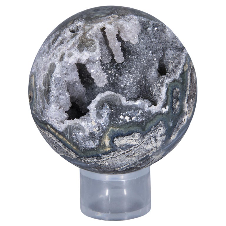 Stunning Amethyst, Agate Geode Sphere with Stalactite Formation and ...