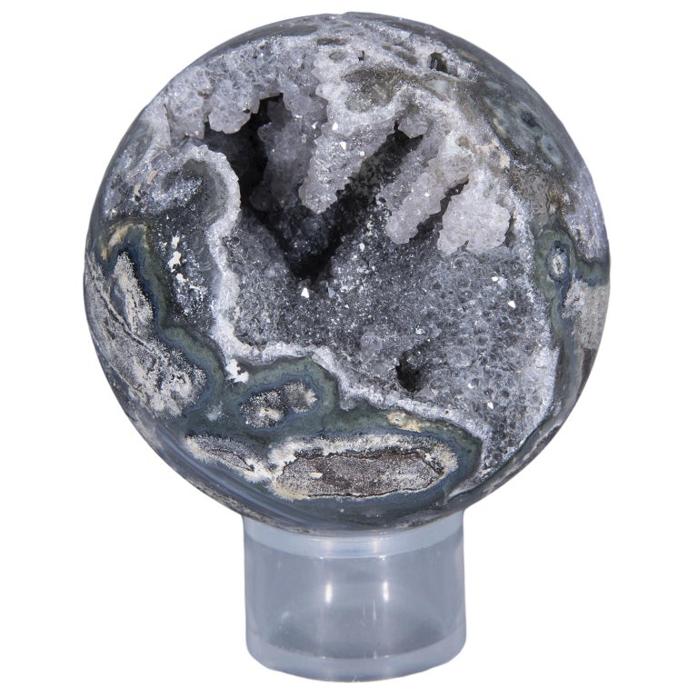 Stunning Amethyst, Agate Geode Sphere with Stalactite Formation and ...