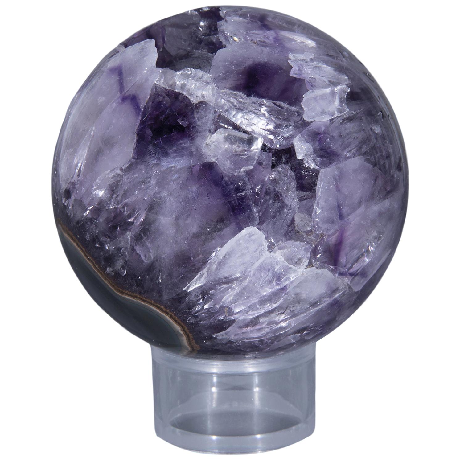 Stunning Amethyst Geode Sphere with Calcite Formation White Quartz and ...