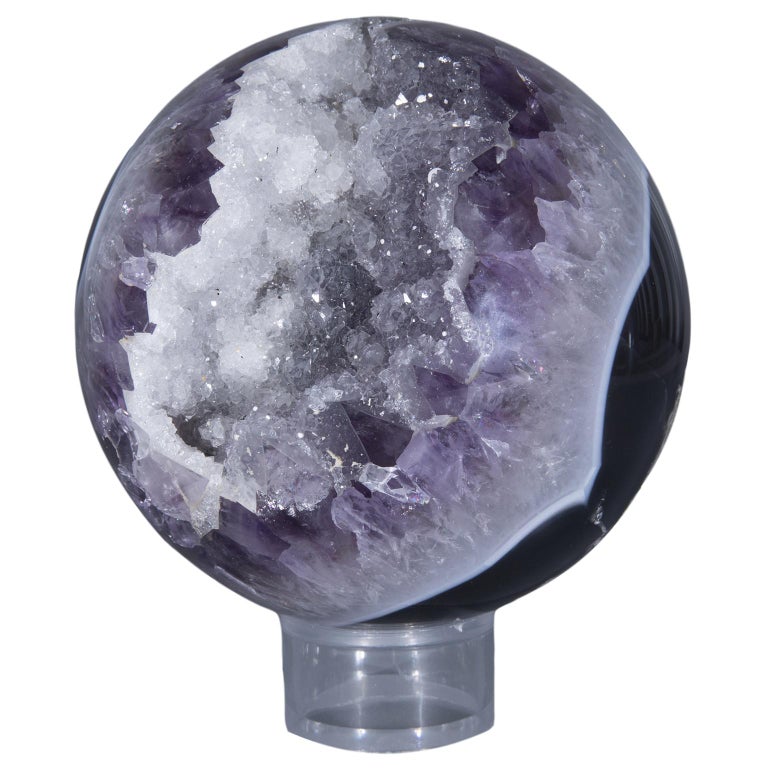 Stunning Amethyst Geode Sphere with White Quartz and Agate at 1stDibs