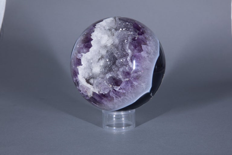Stunning Amethyst Geode Sphere with White Quartz and Agate at 1stDibs