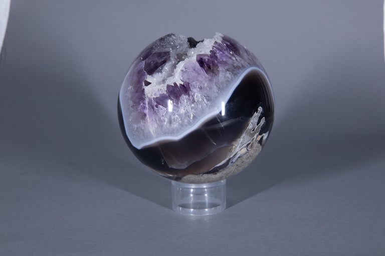 Stunning Amethyst Geode Sphere with White Quartz and Agate at 1stDibs