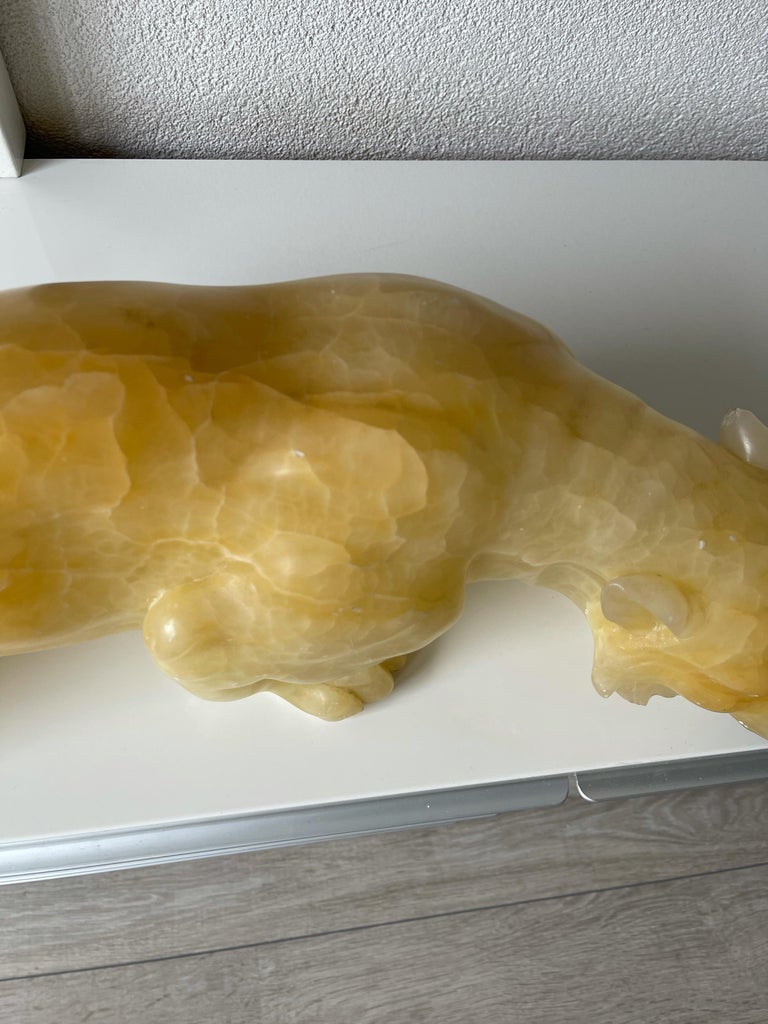 Stunning and Large Italian Hand Carved Alabaster / Mineral Stone Tiger ...