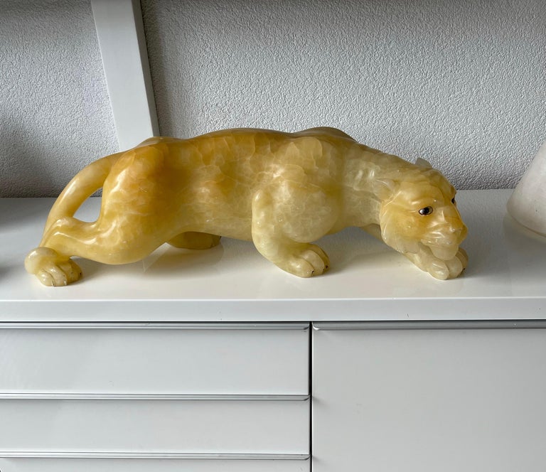 Stunning and Large Italian Hand Carved Alabaster / Mineral Stone Tiger ...