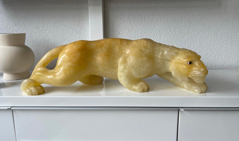 Stunning and Large Italian Hand Carved Alabaster / Mineral Stone Tiger ...