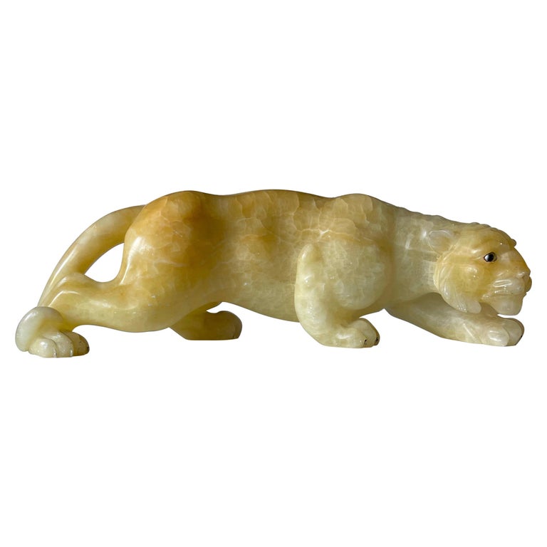 Stunning and Large Italian Hand Carved Alabaster / Mineral Stone Tiger ...