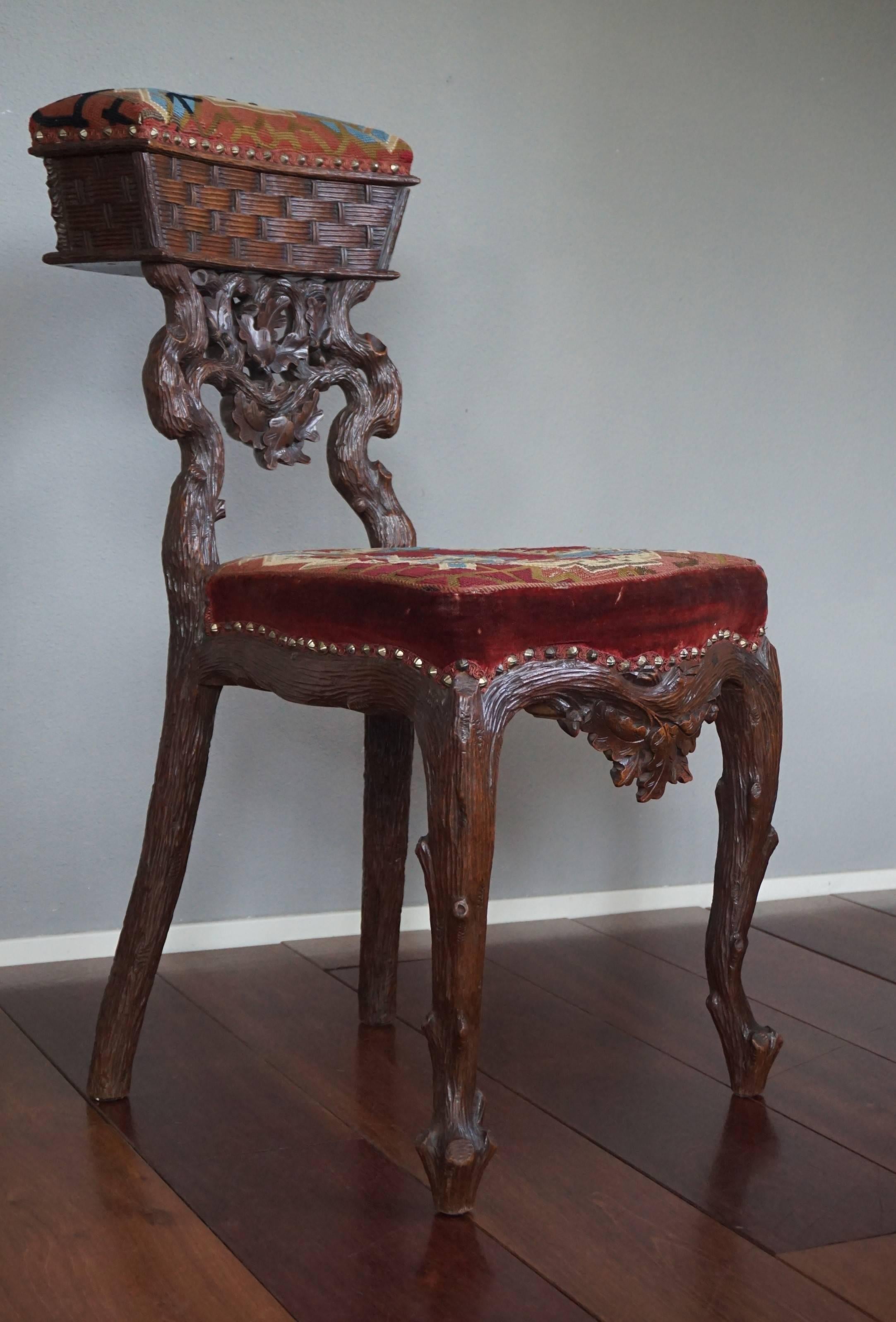 Stunning Antique Black Forest Smoking Chair by Horrix with Original ...