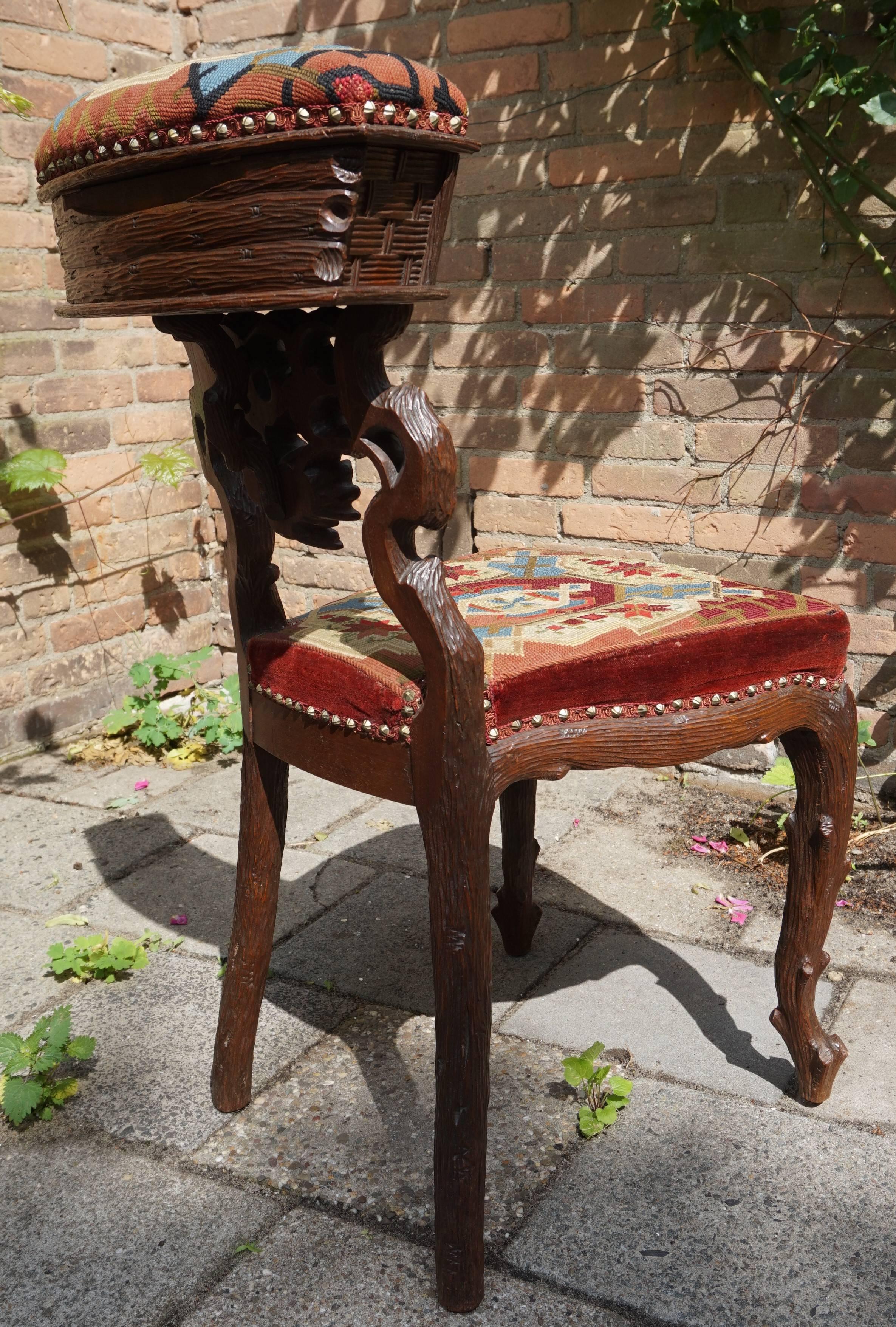 Stunning Antique Black Forest Smoking Chair by Horrix with Original ...