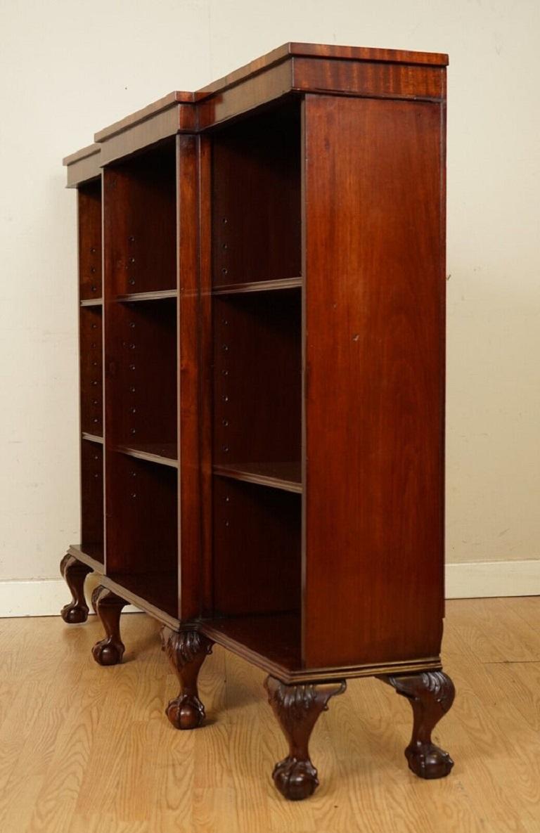 Stunning Antique Breakfront Open Dwarf Bookcase on Claw and Ball Feet ...