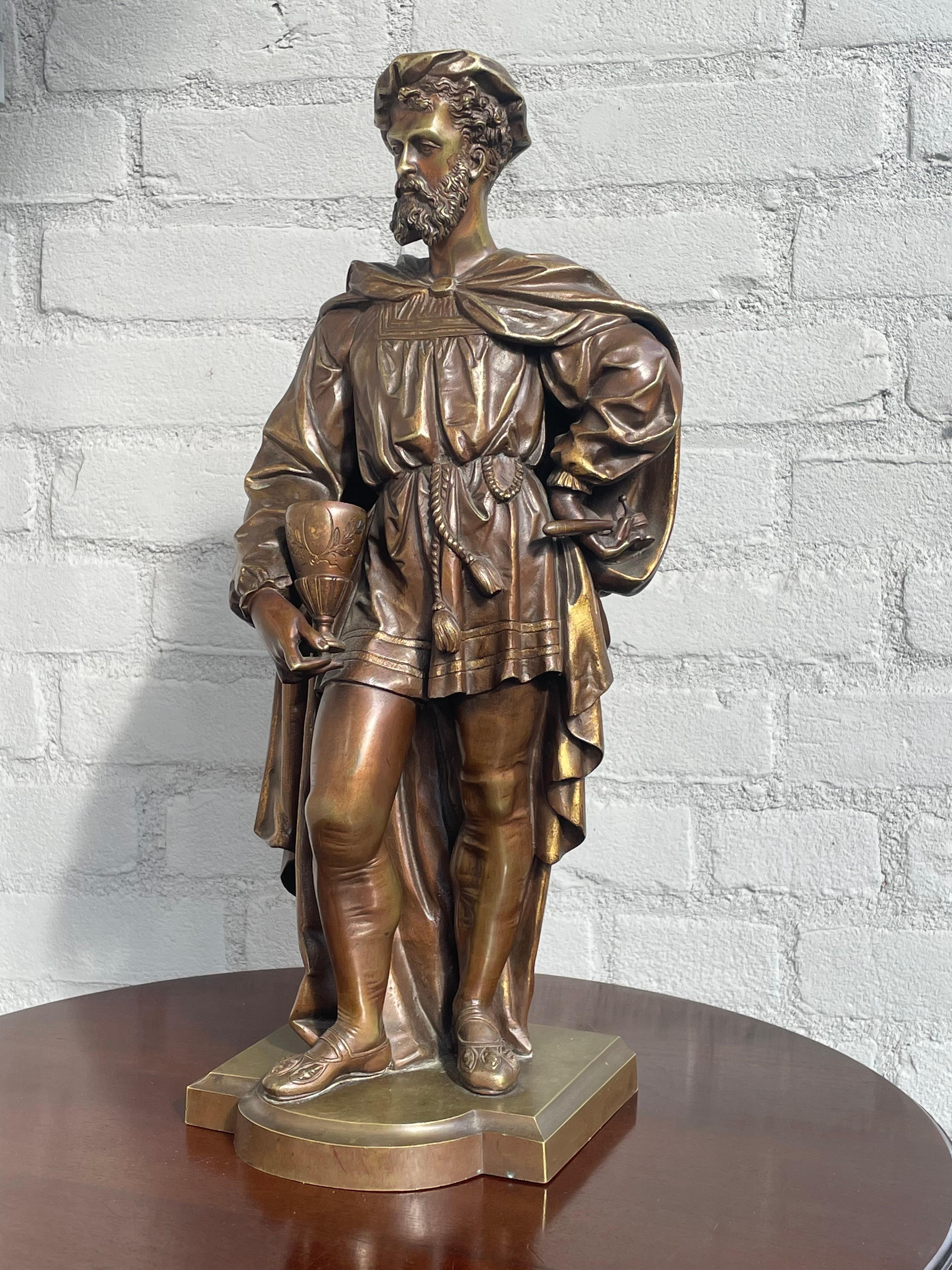Stunning Antique Bronze Sculpture / Statue of a Well Dressed Venetian ...