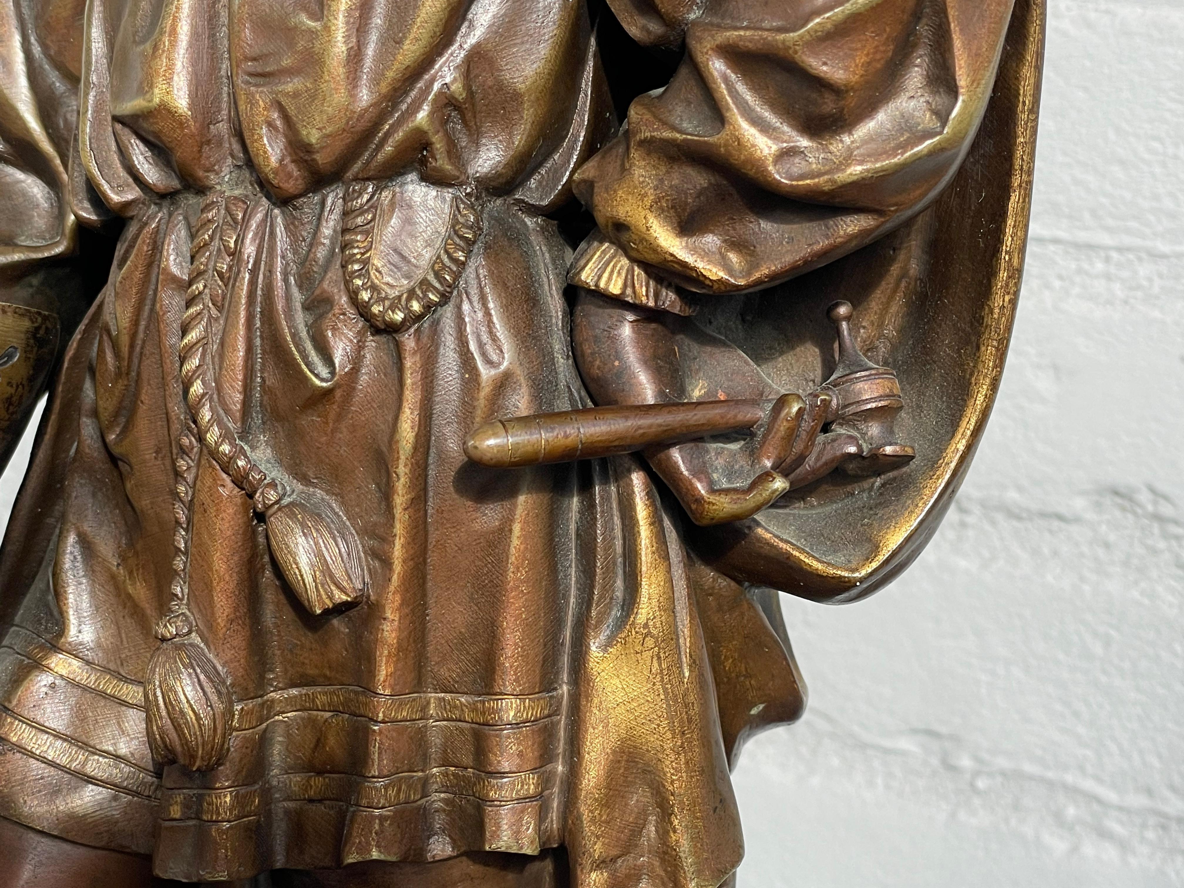 Stunning Antique Bronze Sculpture / Statue of a Well Dressed Venetian ...