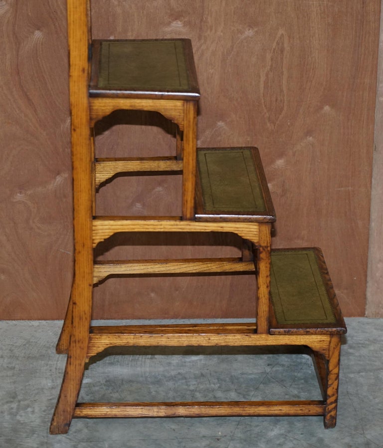 Stunning Antique circa 1810 George III Elm and Leather Library Steps ...