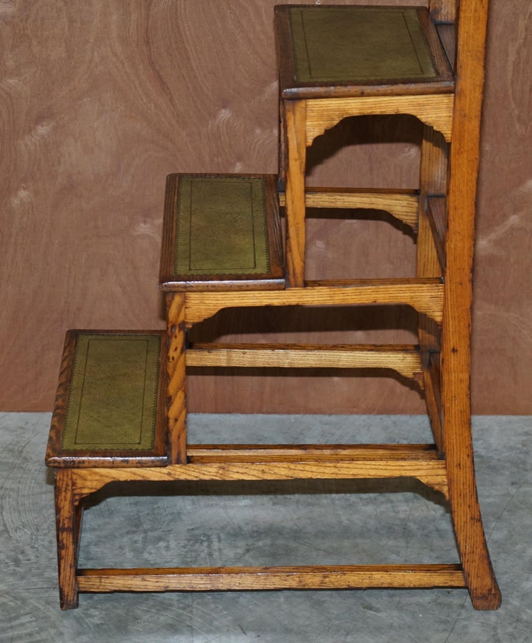Stunning Antique circa 1810 George III Elm and Leather Library Steps ...