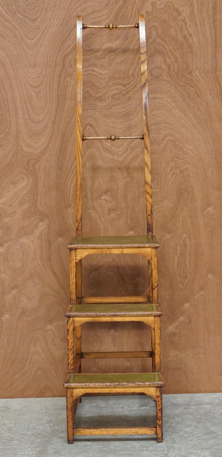 Stunning Antique circa 1810 George III Elm and Leather Library Steps ...