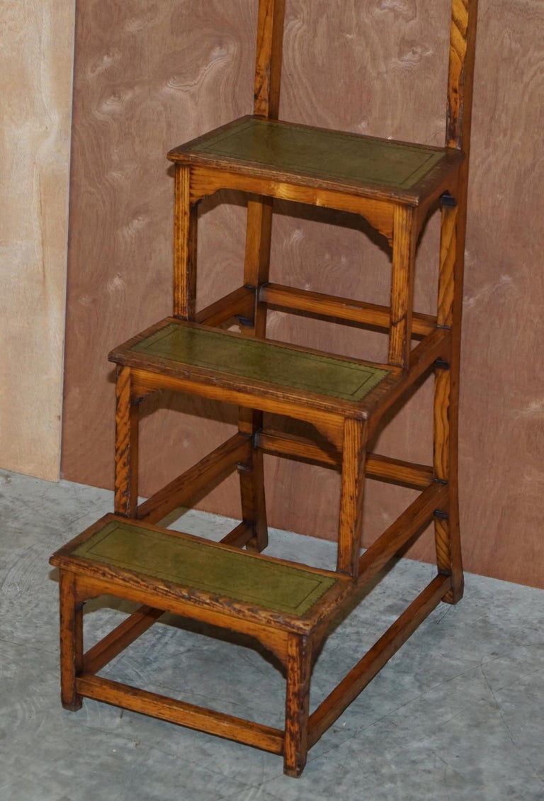 Stunning Antique circa 1810 George III Elm and Leather Library Steps ...