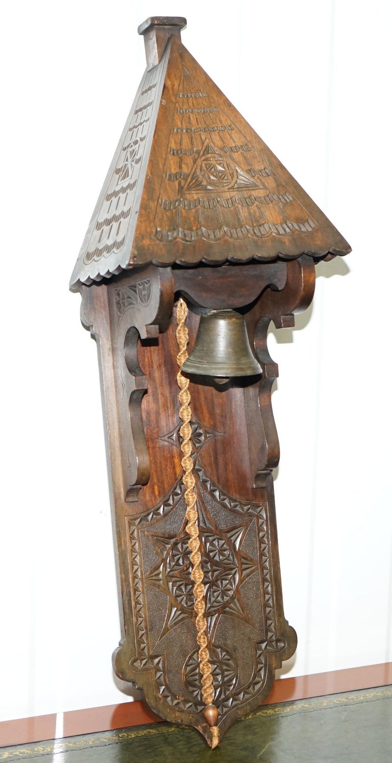 Stunning Antique Hand-Carved Wood Victorian Door Entrance Bell Grand ...
