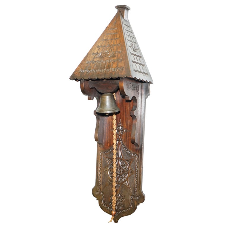 Stunning Antique Hand-Carved Wood Victorian Door Entrance Bell Grand ...