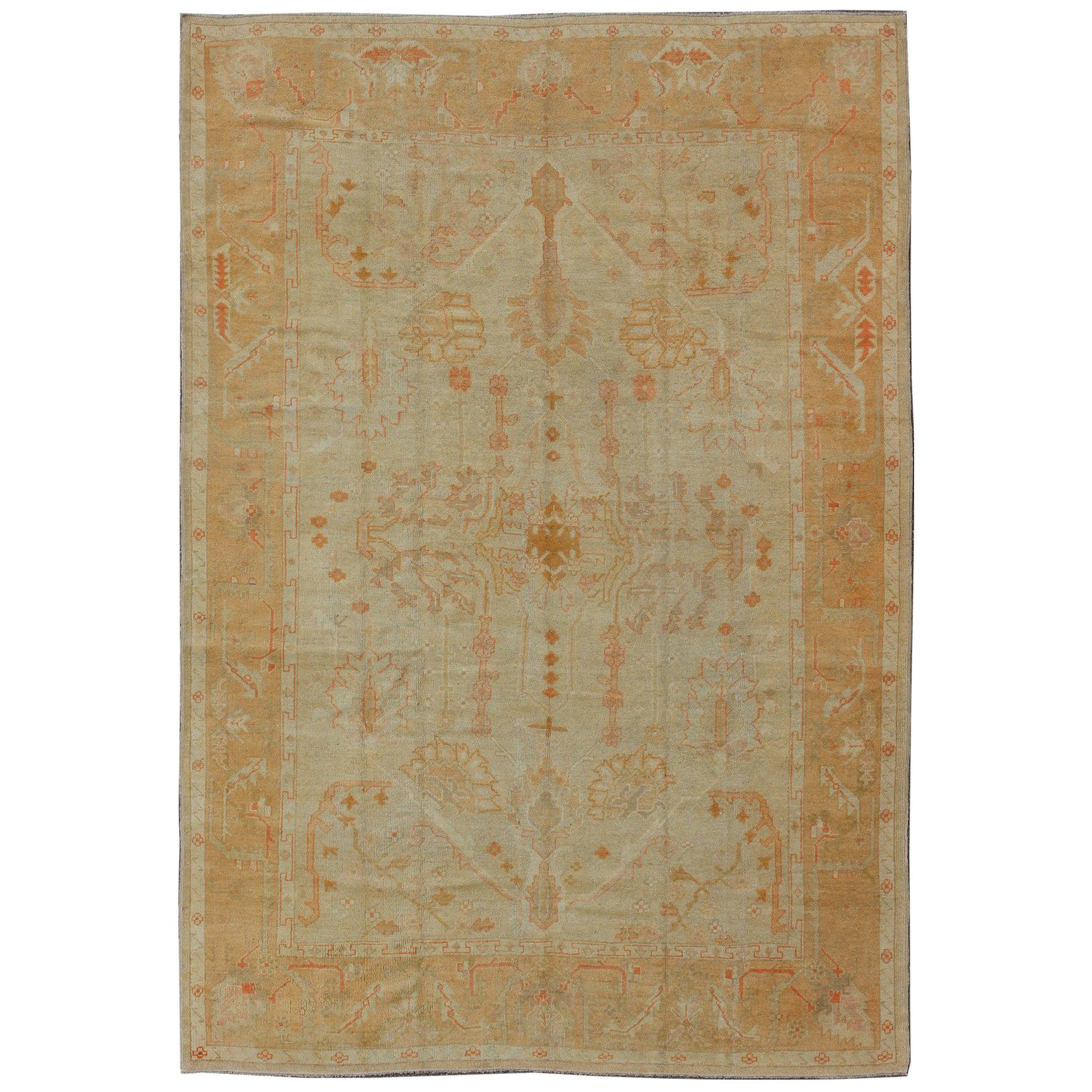 Antique Indian Agra Carpet, Handmade Rug, Green - Blue, Taupe, Beige ...