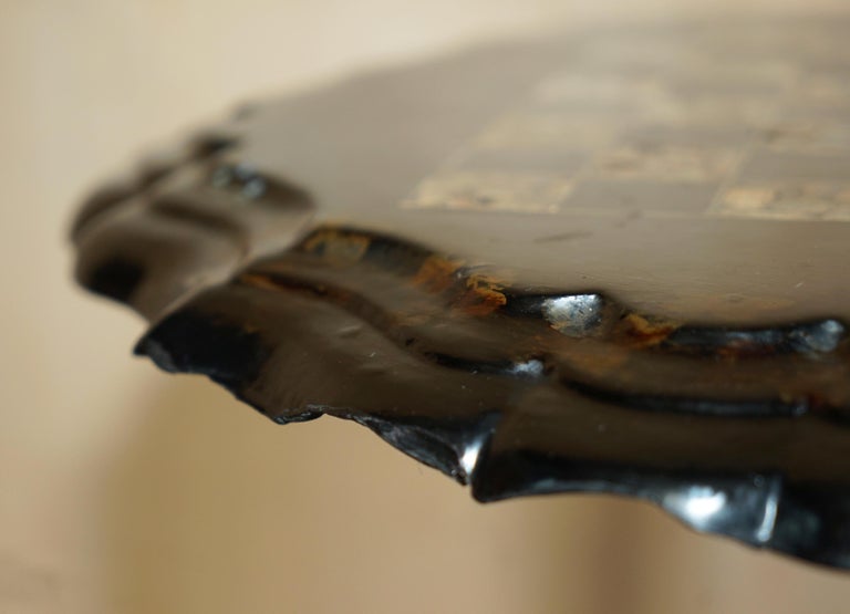 Stunning Antique Victorian 1860 Black Lacquer Mother of Pearl Chess ...