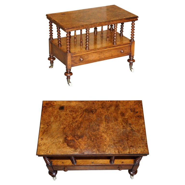 Stunning Antique Victorian Burr Walnut Whatnot Canterbury Magazine Rack ...