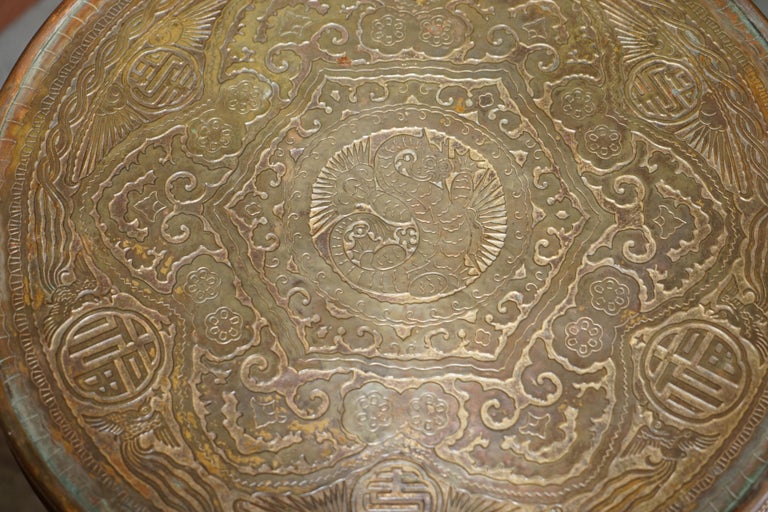 Stunning Antique Victorian circa 1880 Chinese Brass Engraved Occasional ...