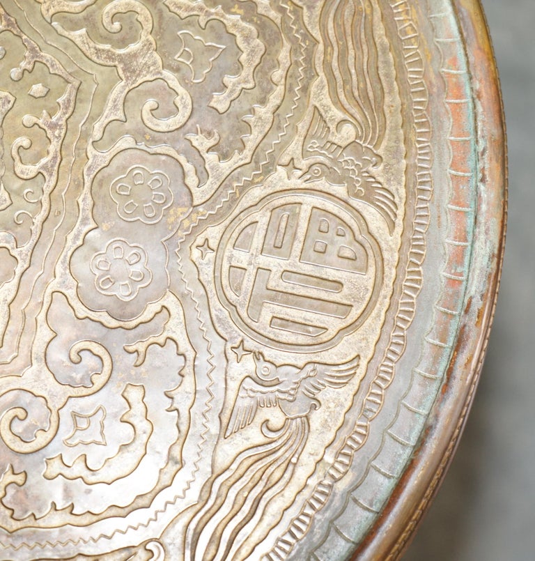 Stunning Antique Victorian circa 1880 Chinese Brass Engraved Occasional ...