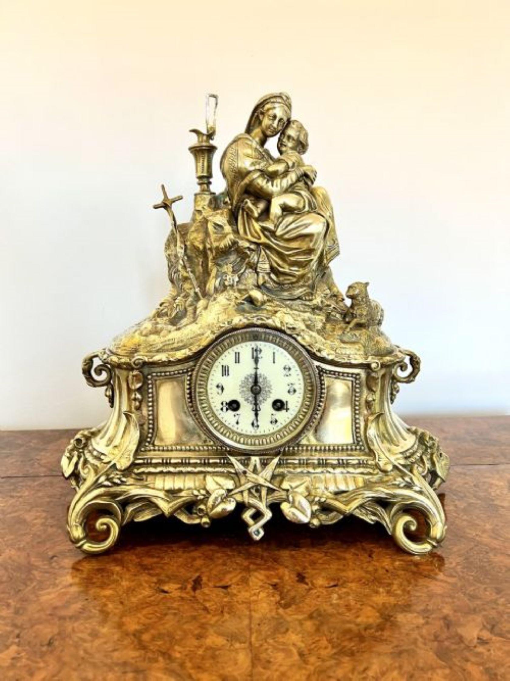 Stunning antique Victorian quality ornate brass mantle clock at 1stDibs