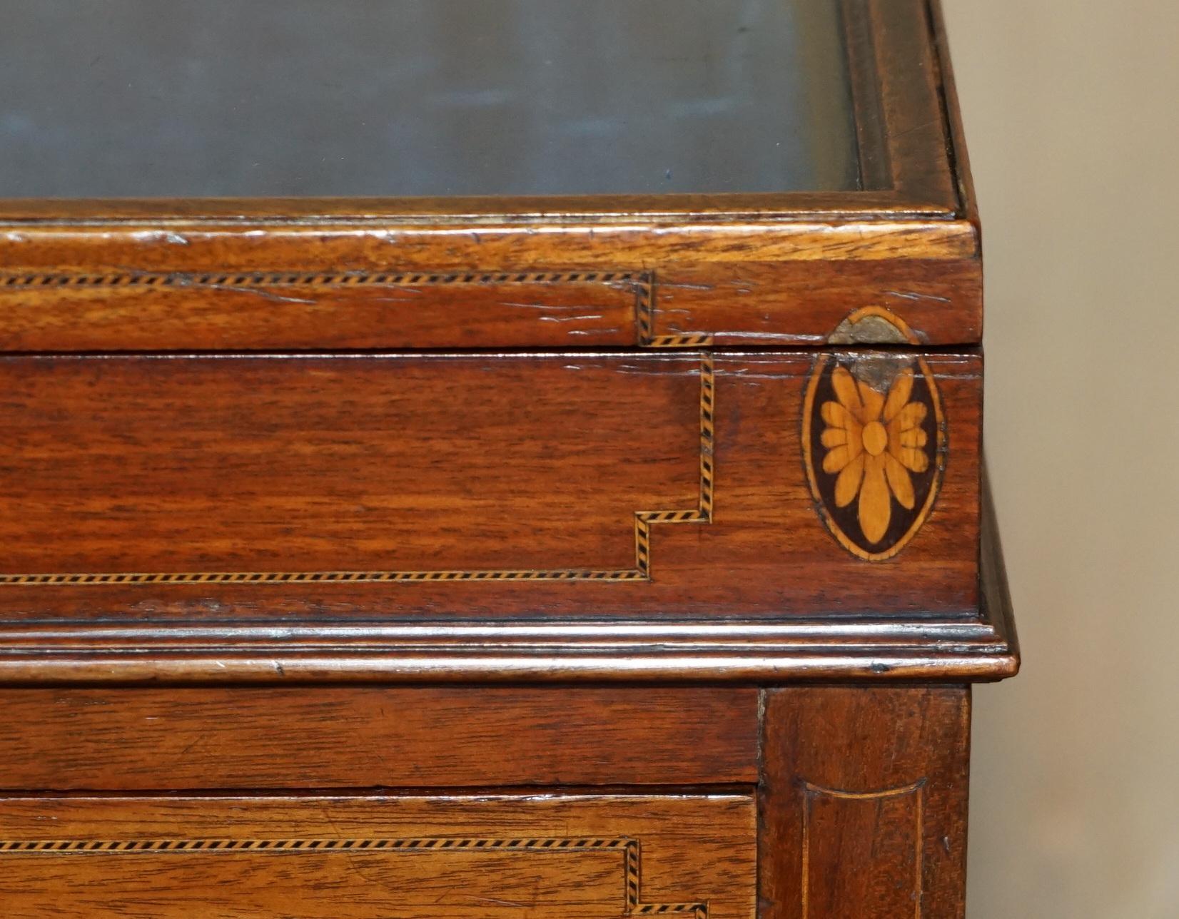STUNNING ANTiQUE VICTORIAN SHERATON WALNUT DRAWERS WITH NAPOLEONIC BLUE ...
