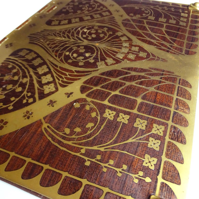 Antique Art Deco Document and Letter Holder, Brass and Rosewood at 1stDibs