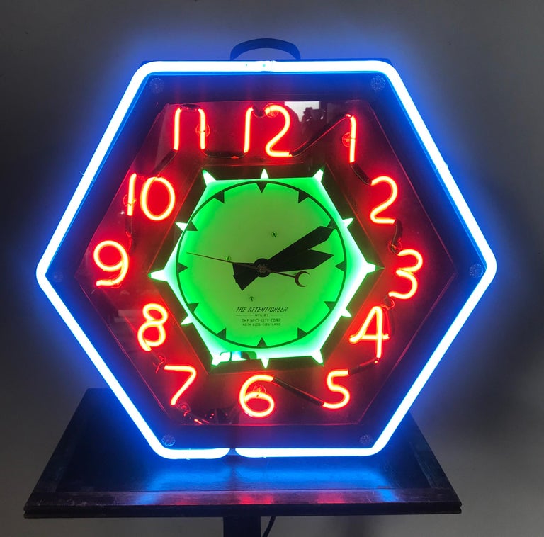 Stunning Art Deco Style Neon Number, Neon Clock, "The Attentioneer ...