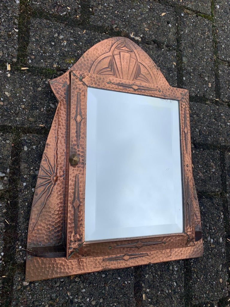 Stunning Arts and Crafts Wall Key Cabinet Embossed Copper and w ...