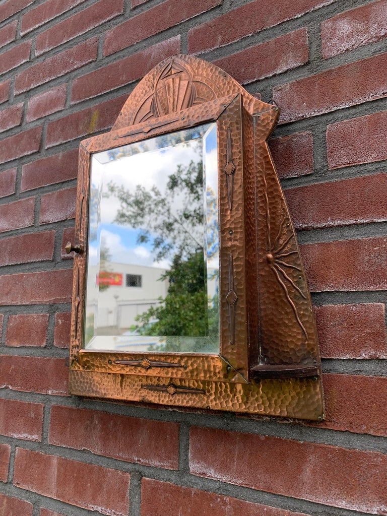 Stunning Arts and Crafts Wall Key Cabinet Embossed Copper and w ...