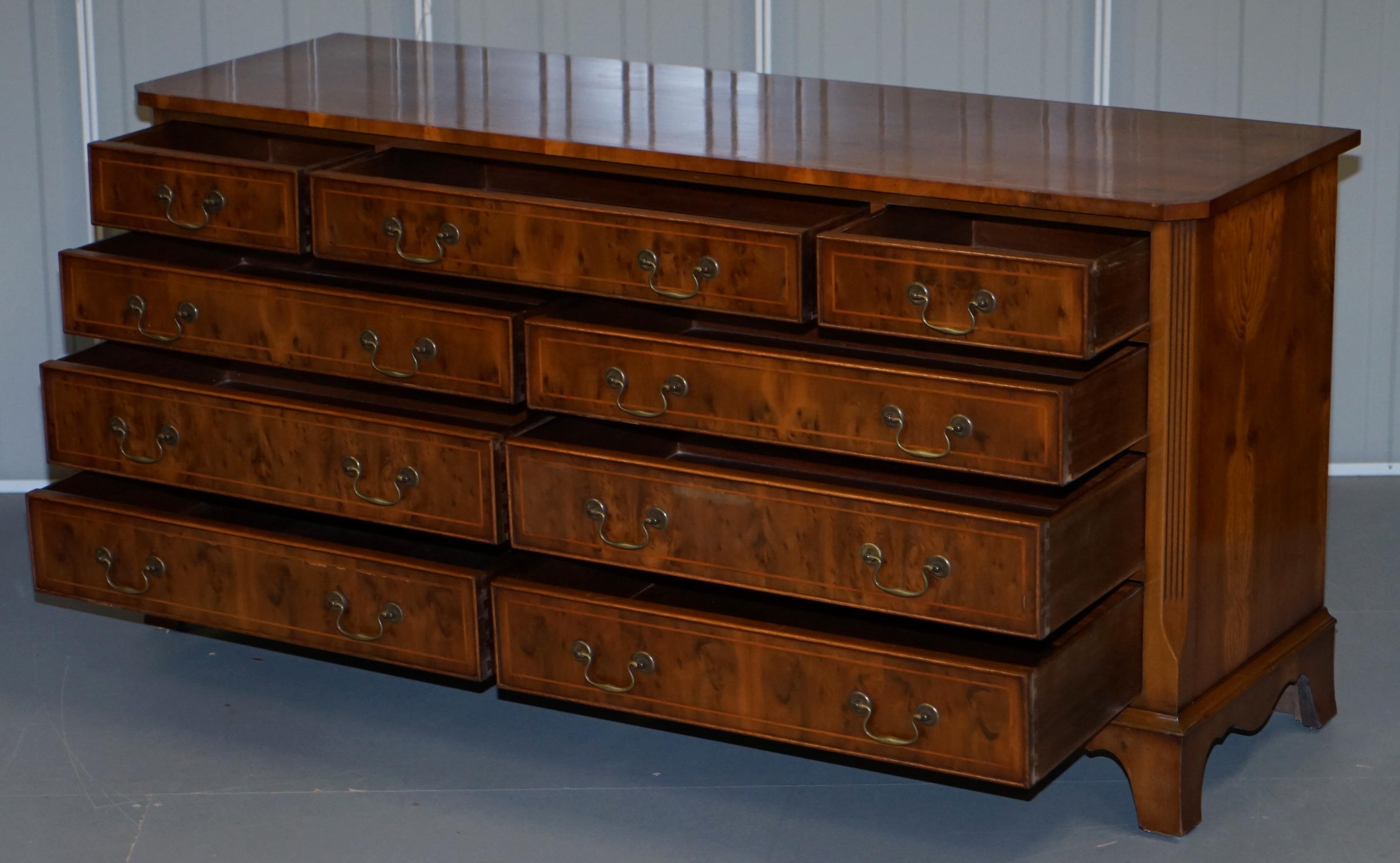 Stunning Bevan Funnell Vintage Burr Figured Yew Wood Sideboard Chest of ...