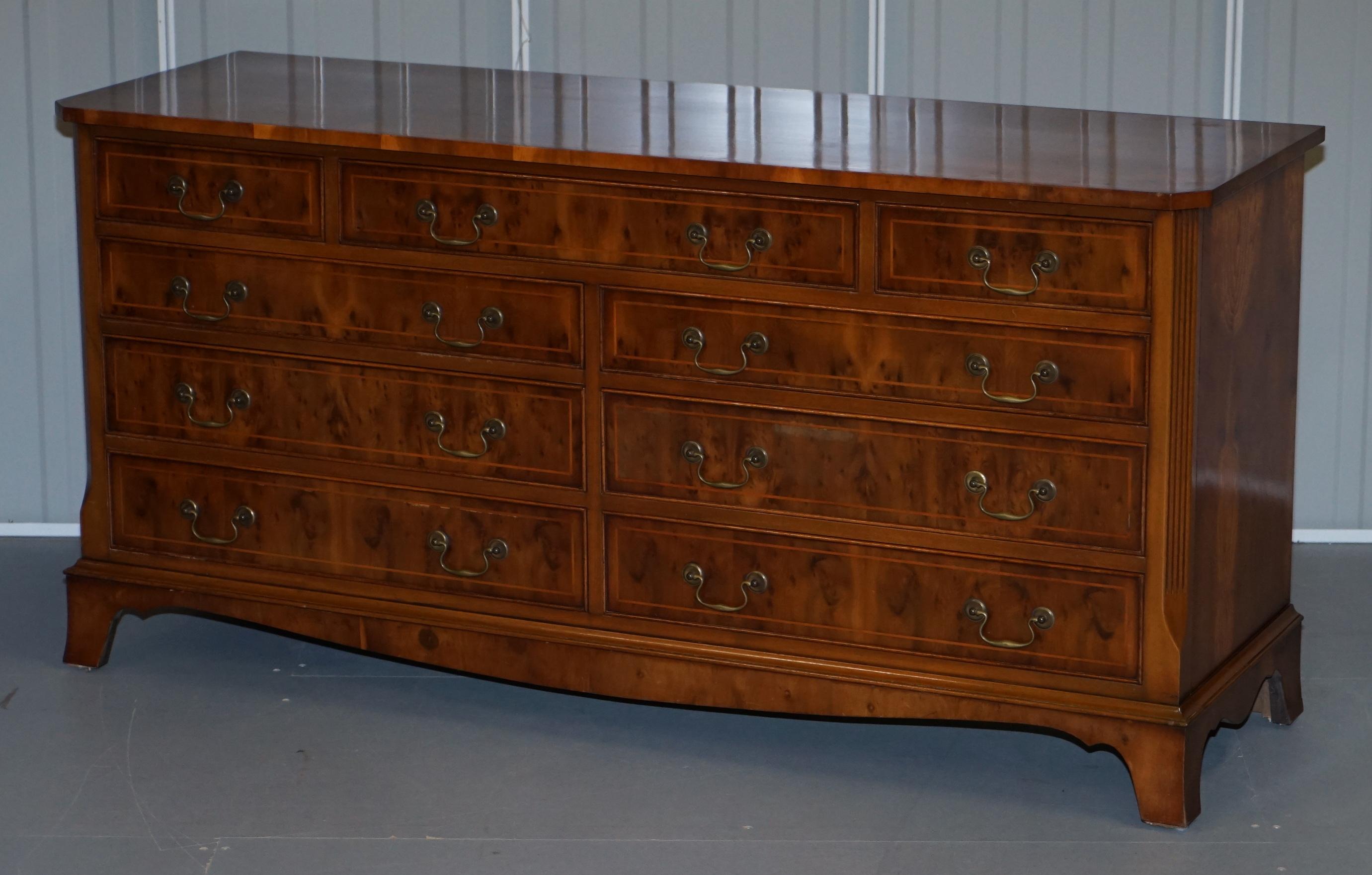 Stunning Bevan Funnell Vintage Burr Figured Yew Wood Sideboard Chest of ...
