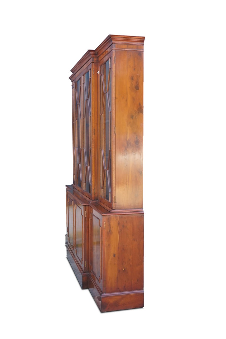 Stunning Bradley Huge Burr Yew Wood Breakfront Bookcase with Adjustable ...