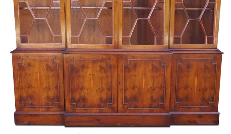 Stunning Bradley Huge Burr Yew Wood Breakfront Bookcase with Adjustable ...