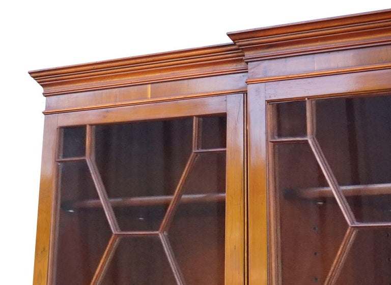 Stunning Bradley Huge Burr Yew Wood Breakfront Bookcase with Adjustable ...