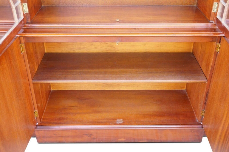 Stunning Bradley Huge Burr Yew Wood Breakfront Bookcase with Adjustable Shelves at 1stDibs