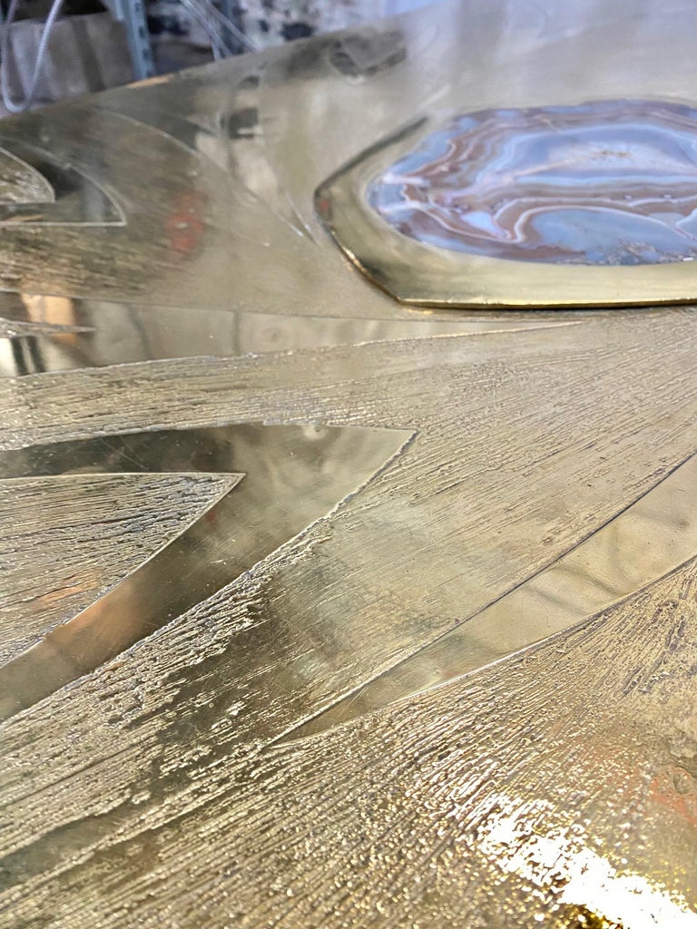 Stunning Brass Acid Etched Coffee Table by Willy Daro For Sale at 1stDibs