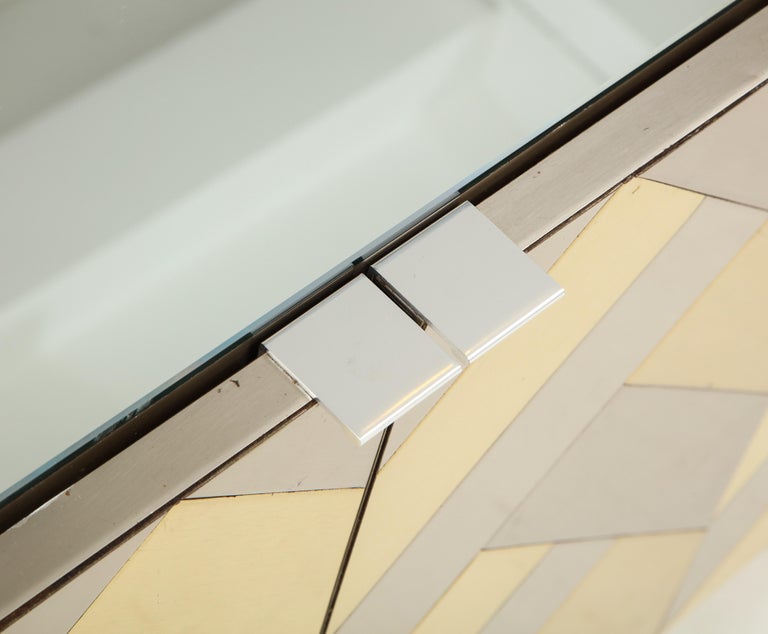 Stunning Brass and Chrome Chevron Cabinet by Ello at 1stDibs