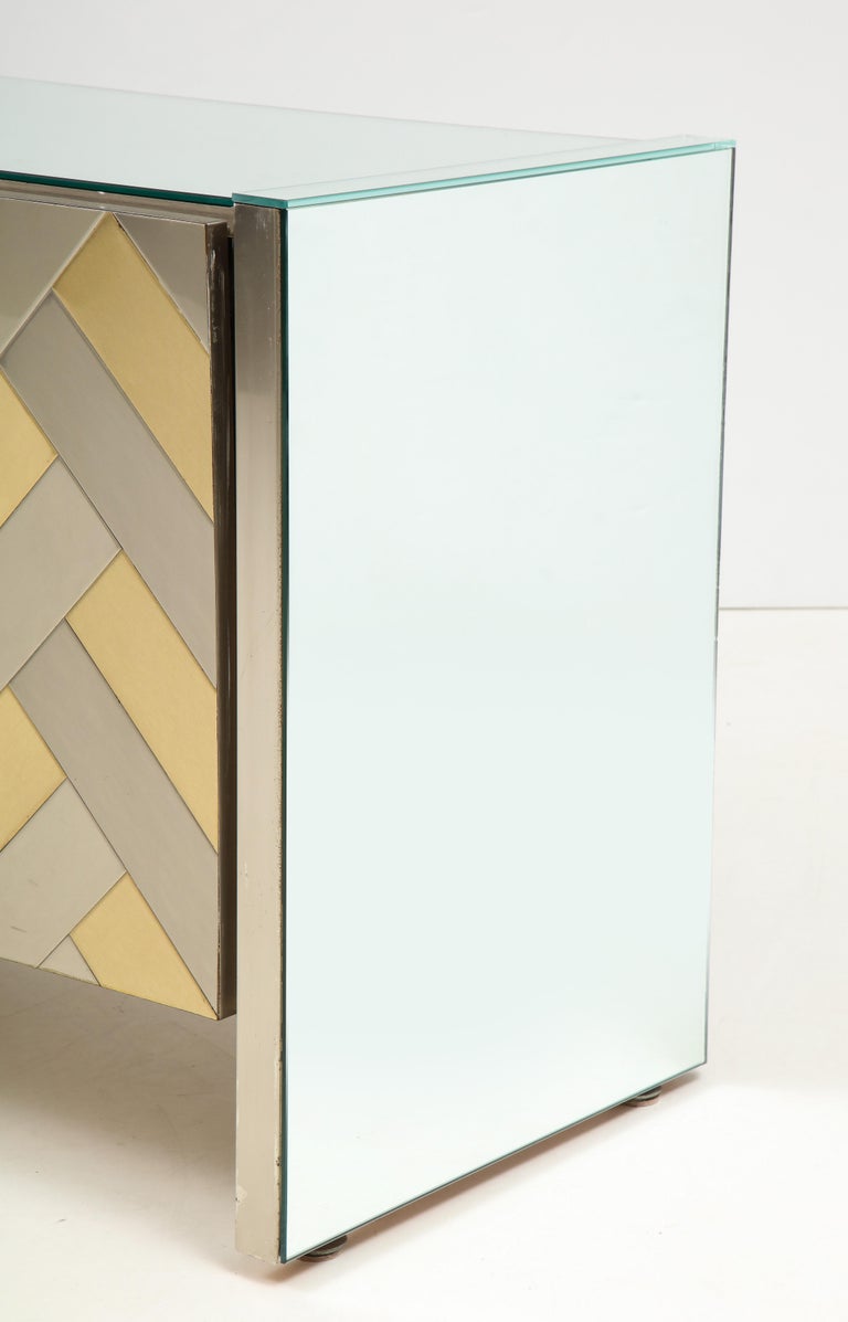 Stunning Brass and Chrome Chevron Cabinet by Ello at 1stDibs