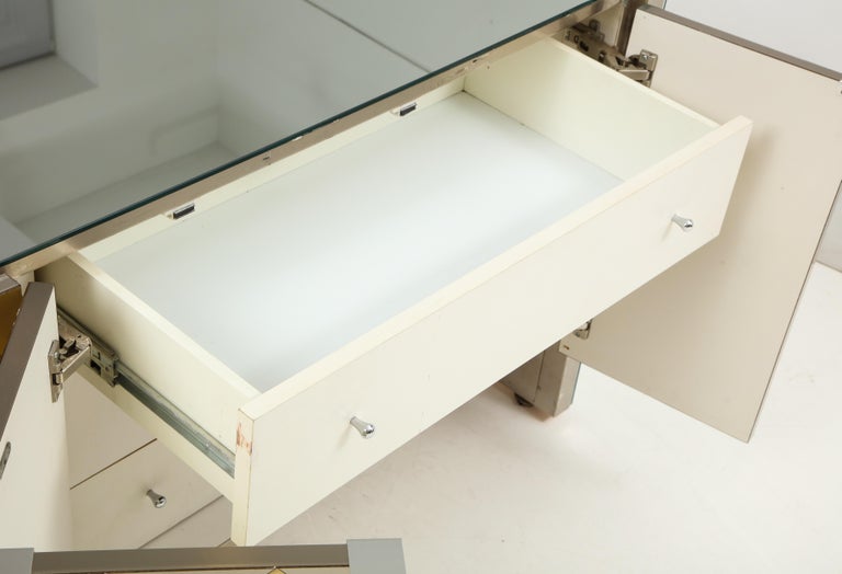 Stunning Brass and Chrome Chevron Cabinet by Ello at 1stDibs