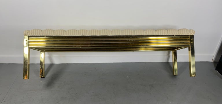Stunning Brass and Tufted Top Bench, Manner of Karl Springer For Sale ...