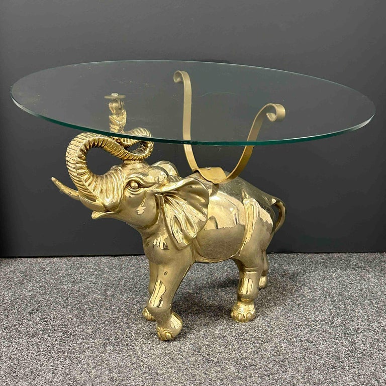 Stunning Brass Elephant Hollywood Regency Side End Table, European ...