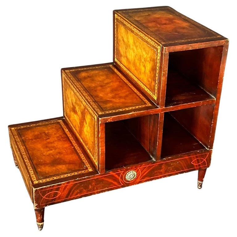 Stunning British Library Steps with Leather Embossing For Sale at 1stDibs