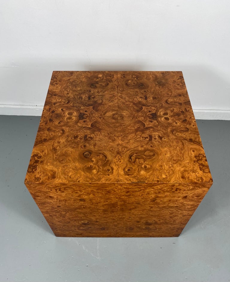 Stunning Burl Wood Cube Table / Pedestal by Milo Baughman at 1stDibs